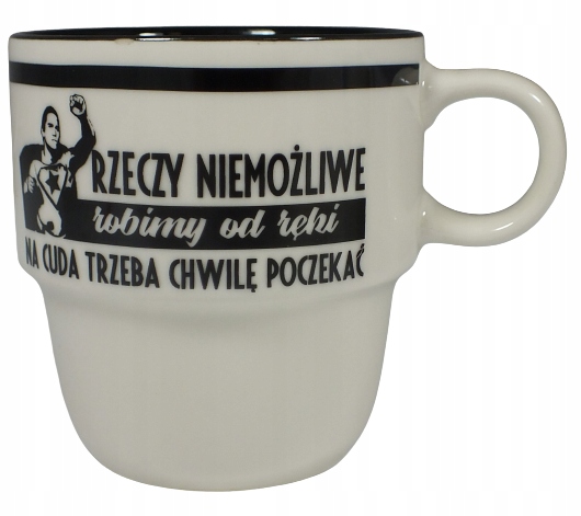 Kubek z nadrukiem a'la PRL "Rzeczy niemożliwe - 13849749858 - oficjalne archiwum Allegro