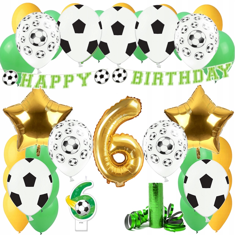 ZESTAW BALONY 6 URODZINY LATEK PIŁKA NOŻNA PIŁKARZ - 9321886894 ...