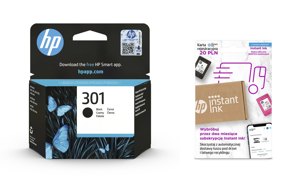 HP 301 Czarny Tusz CH561EE + karta Instant Ink - 12709177996 ...