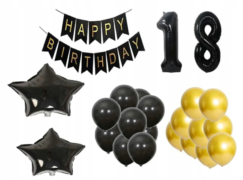 ZESTAW DEKORACJI NA 18 URODZINY DEKORACJE BALONY - 13342082440 - oficjalne archiwum Allegro