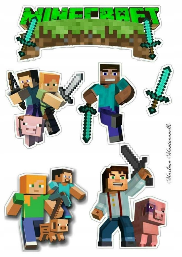 WYDRUK CUKROWY MEGA JAKOŚĆ MINECRAFT TORT NAPIS - 12118008005 ...