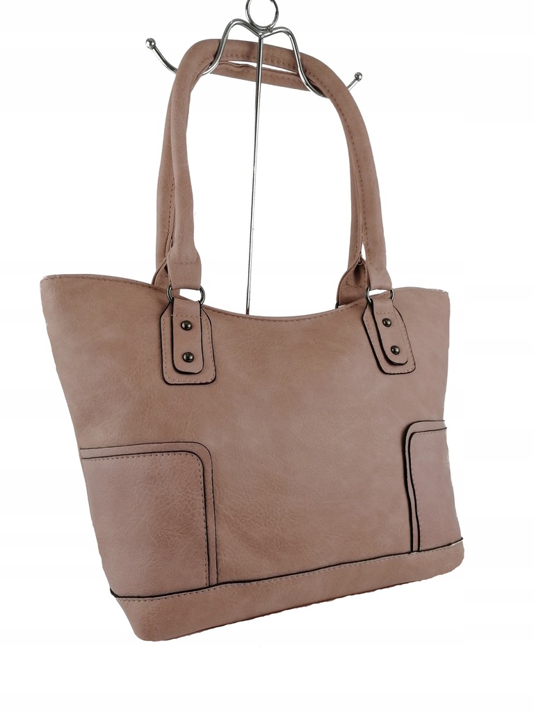 TOREBKA DAMSKA NA RAMIĘ A4 PUDROWY RÓŻ -NISKA CENA - 11693952025 - oficjalne archiwum Allegro