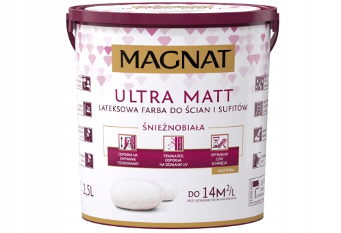 FARBA LATEKSOWA ŚCIANA SUFIT ULTRA MATT 5L MAGNAT - 10807817623 ...
