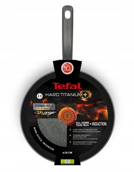 Tefal Patelnia Hard Titanium 28cm INDUKCJA - 12259121357 - oficjalne archiwum Allegro