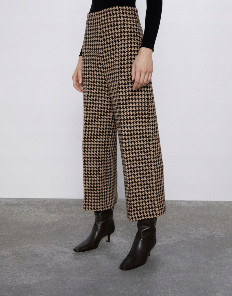 ZARA__MXA SZEROKIE DAMSKIE SPODNIE W PEPITKĘ__L - 10857029151 ...