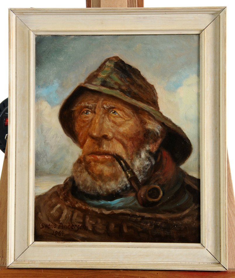 SVEND ANDERSEN PORTRET RYBAKA OBRAZ OLEJNY 1964ROK - 12230307638 ...