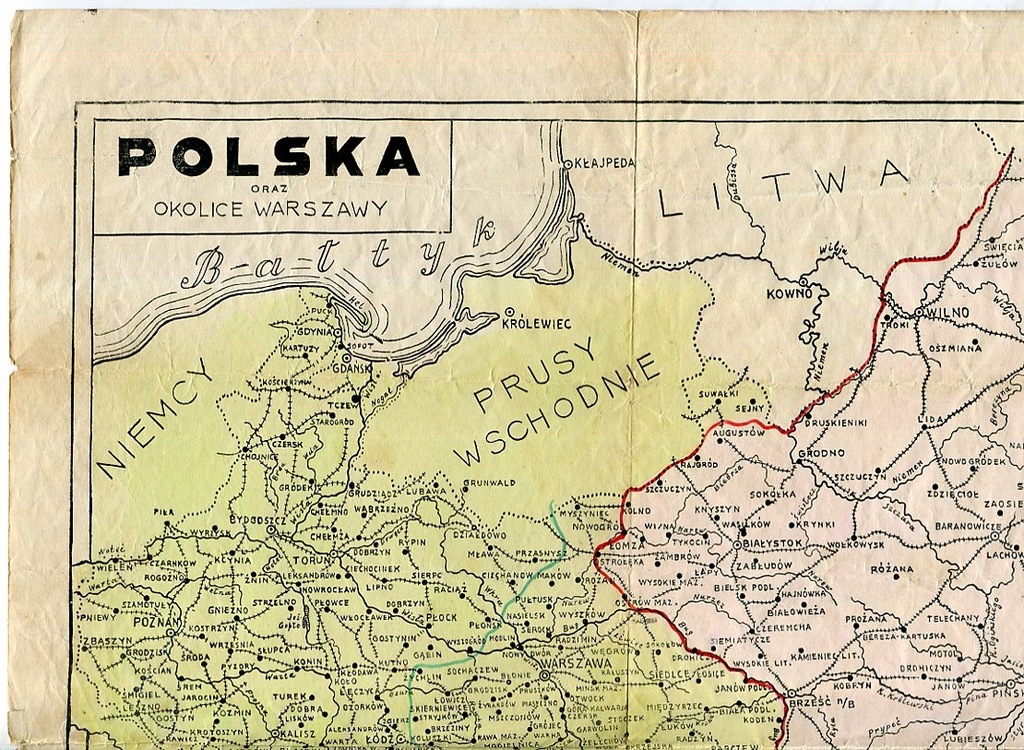 MAPA PODZIAŁU POLSKI W 1939 roku :: nowe granice - 14470233863 - oficjalne archiwum Allegro