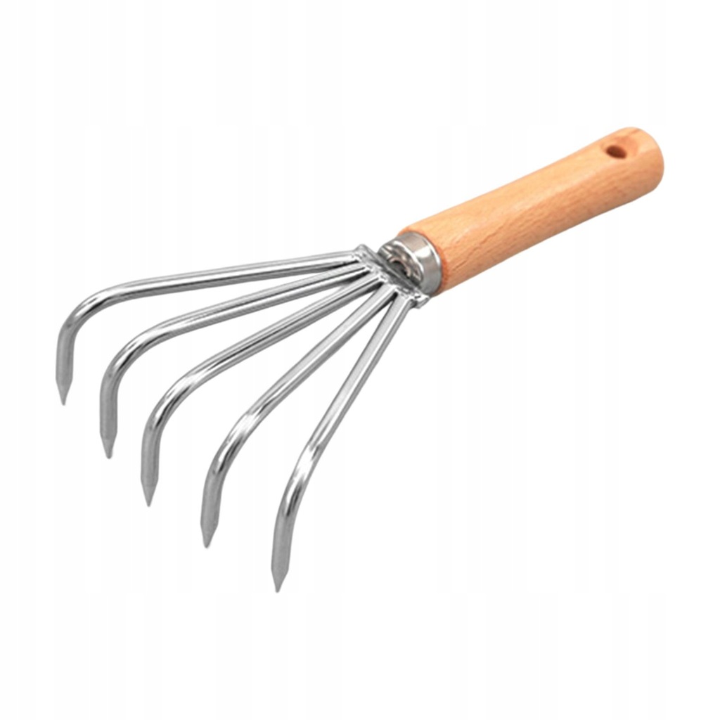 Garden Rake Cultivator Handheld Small Ergonomic Wooden Short Handle 5 ...