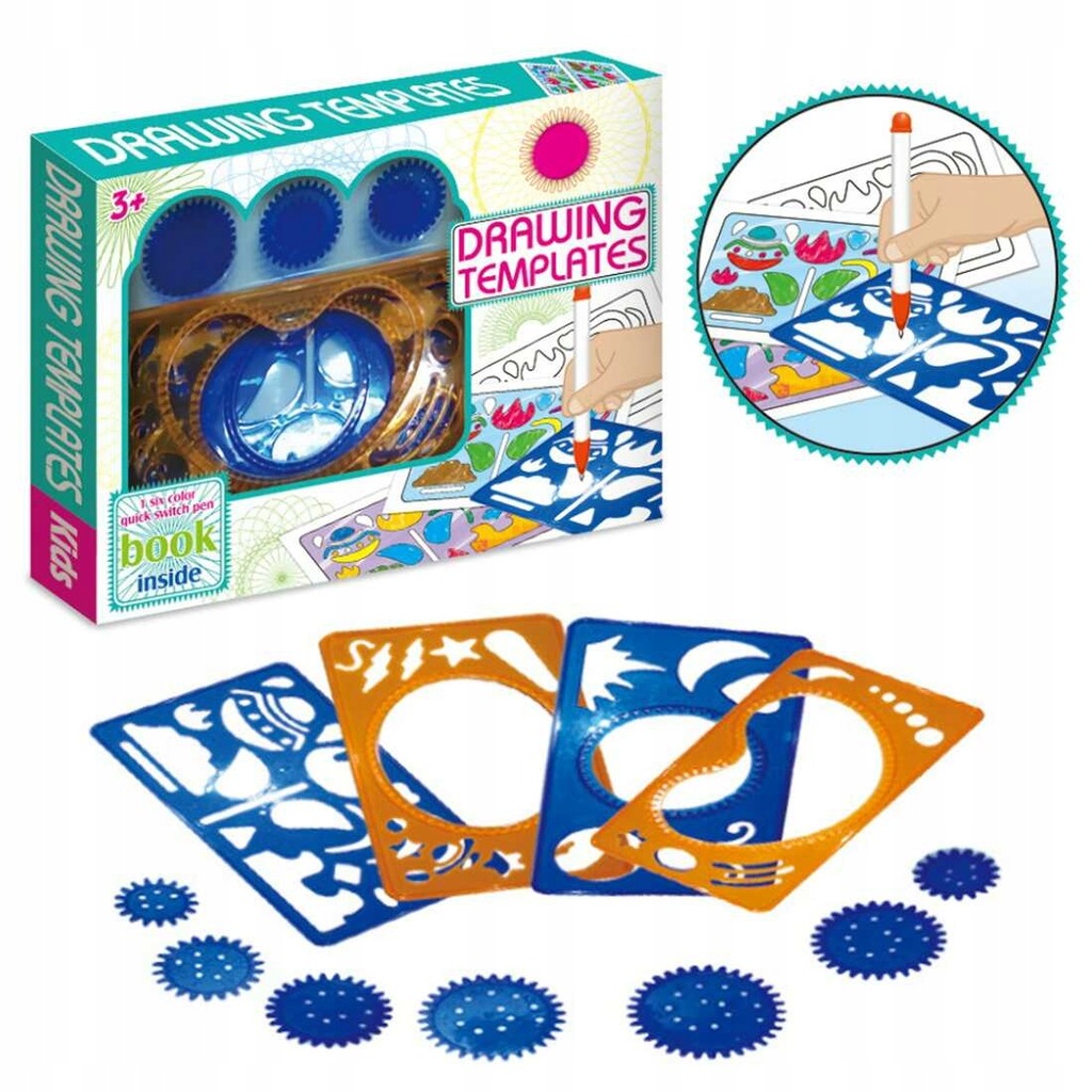 ZESTAW DO RYSOWANIA Z SZABLONAMI SPIRAL SPIROGRAF - 12170479164 ...