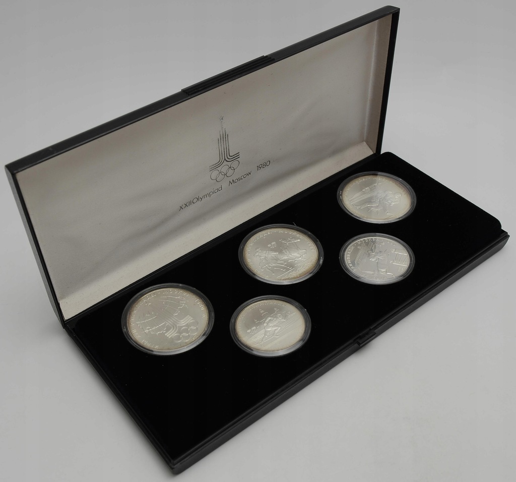 8.db.ZSRR, ZEST.MONET SZT.5 MOSKWA '80 srebro etui - 12485350360 ...