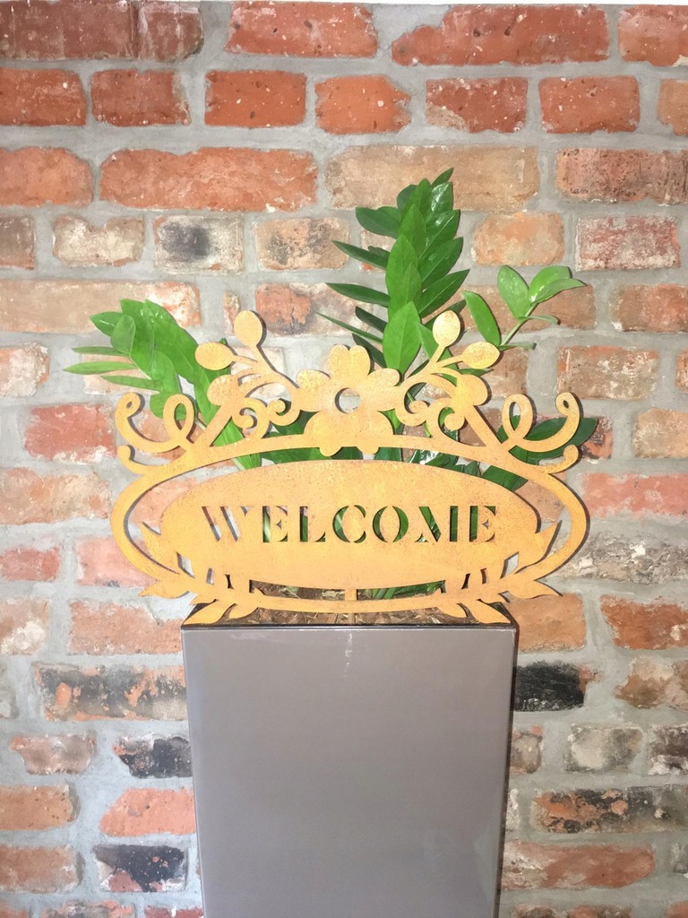 Tabliczka Welcome napis ozdoba ogrodowa dekor Rdza - 8837732951 ...
