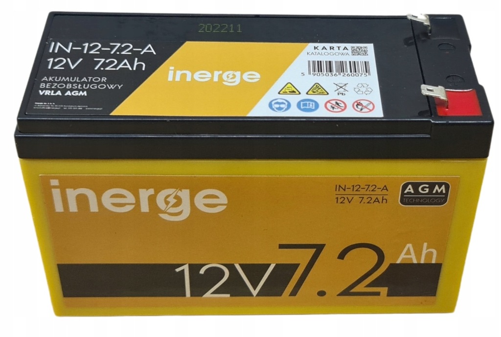 AKUMULATOR AGM 12V 7.2Ah BEZOBSŁUGOWY VRLA UPS - 12726634528 - oficjalne archiwum Allegro