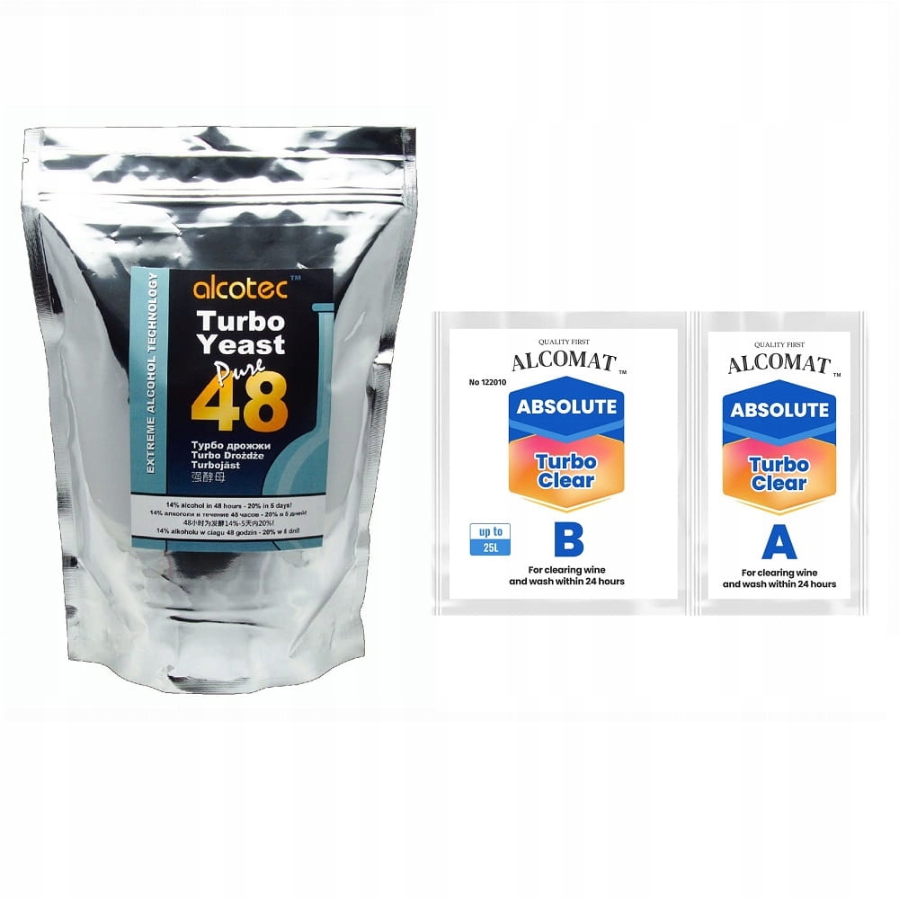 Drożdże Alcotec 48 Turbo Pure 1,35kg + Alcomat HIT - 13564541491 - oficjalne archiwum Allegro