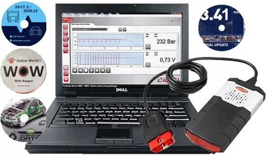 TESTER Delphi DS150e + MOCNY DELL 14' + NOWA BATERIA + 7 PROGRAMÓW ...