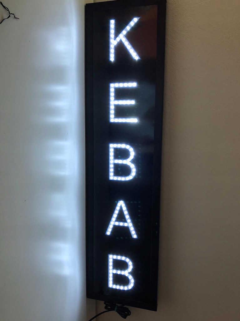 REKLAMA SZYLD LED KEBAB 100x25 CM NEON 230V DIODA - 12543551983 ...