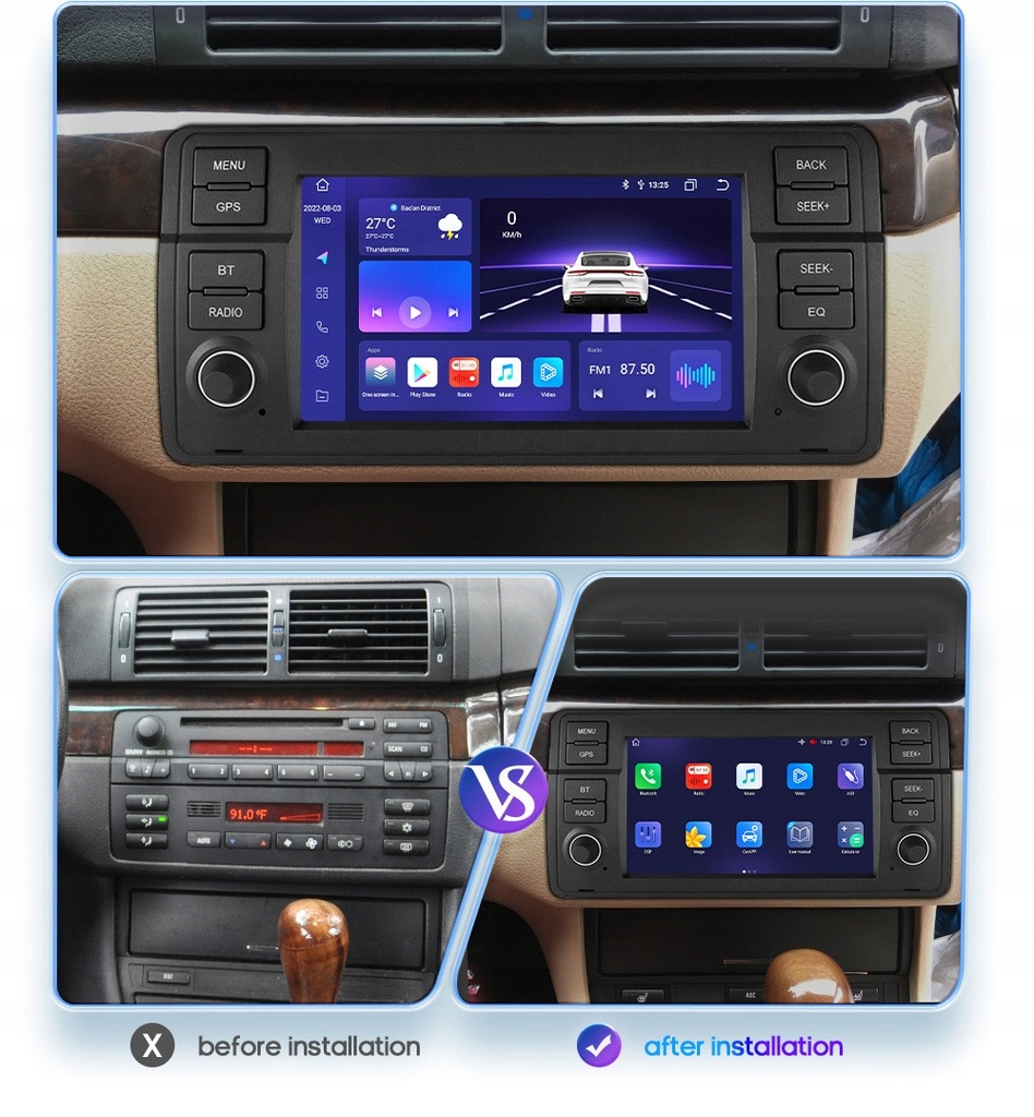 RADIO SAMOCHODOWE 2 DIN ANDROID BMW E46 ANDROID 12 - 15336252407 ...