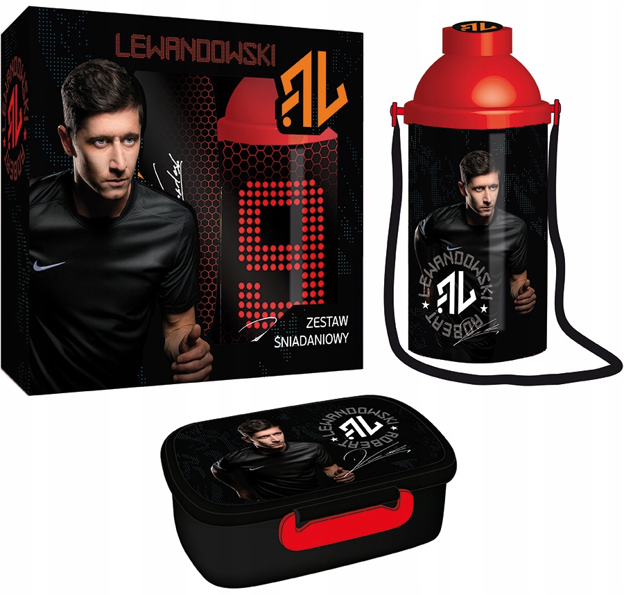 ZESTAW ŚNIADANIÓWKA BIDON 400ml Robert Lewandowski - 12480821907 - oficjalne archiwum Allegro