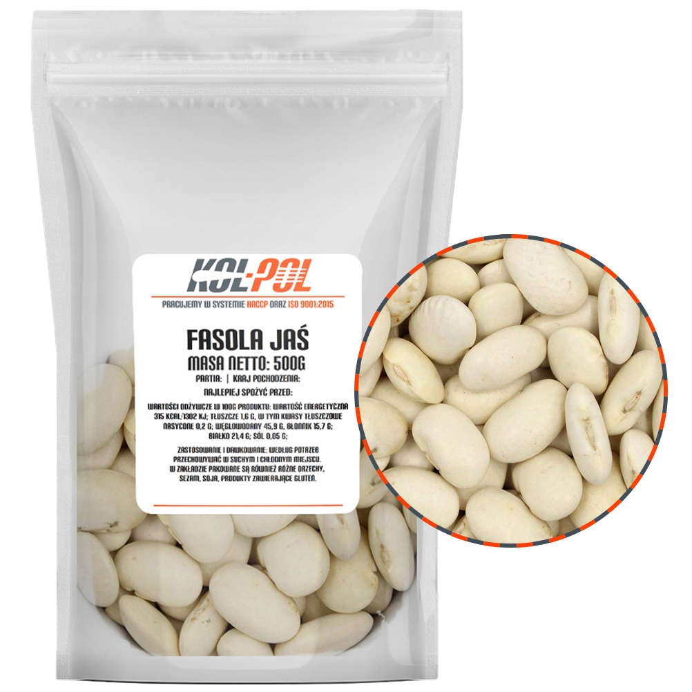 FASOLA JAŚ PIĘKNY 500g Biała fasolka Jaś karłowy - 12812658048 - oficjalne archiwum Allegro