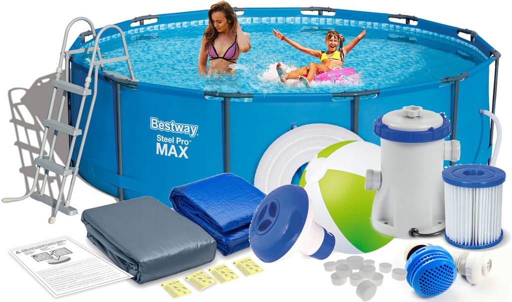 BASEN STELAŻOWY FULL ZESTAW 366x100 BESTWAY 56418 - 7816238246 - oficjalne archiwum Allegro