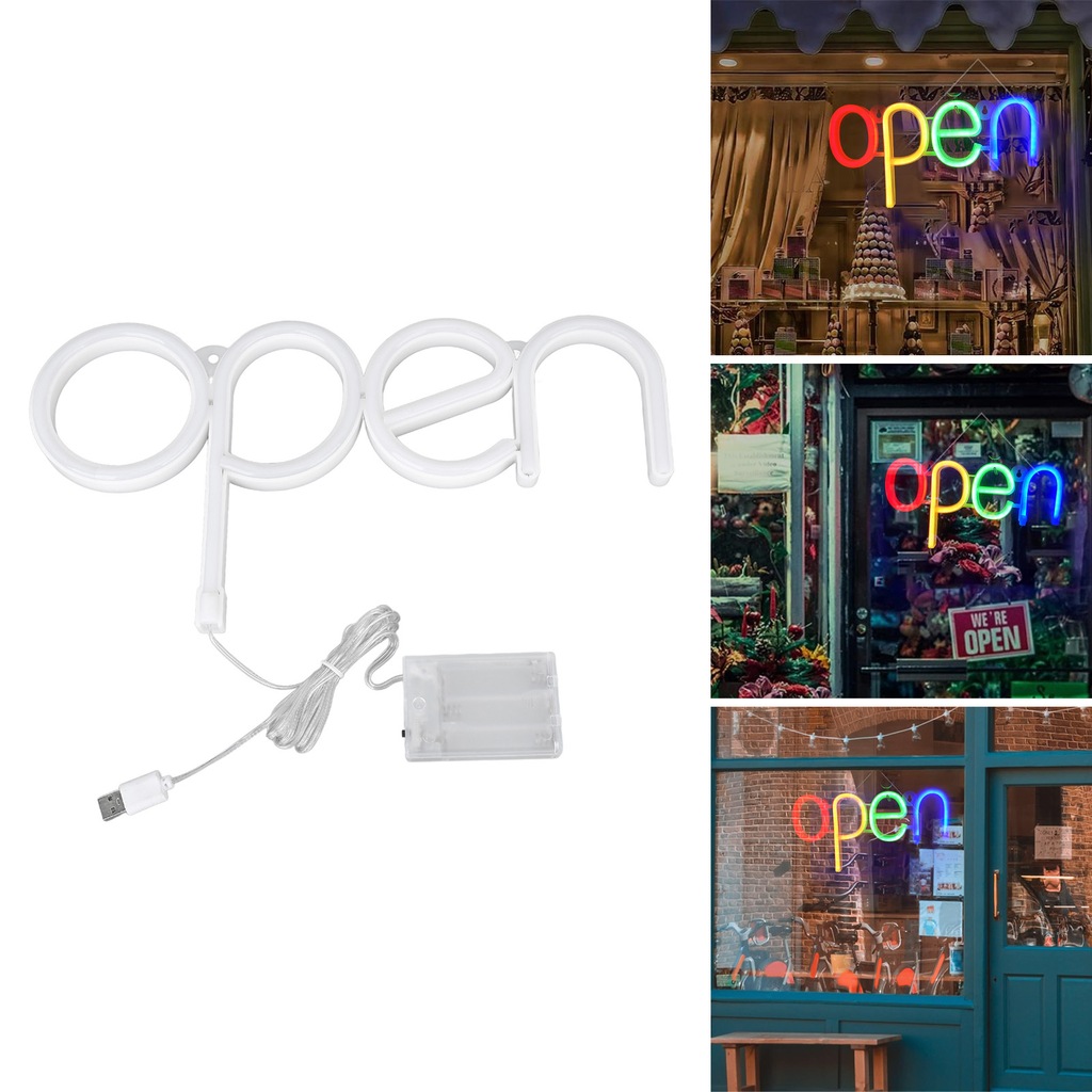 NEON LED NAPIS OPEN DEKORACYJNY RGB NEONOWE USB - 14913077723 ...