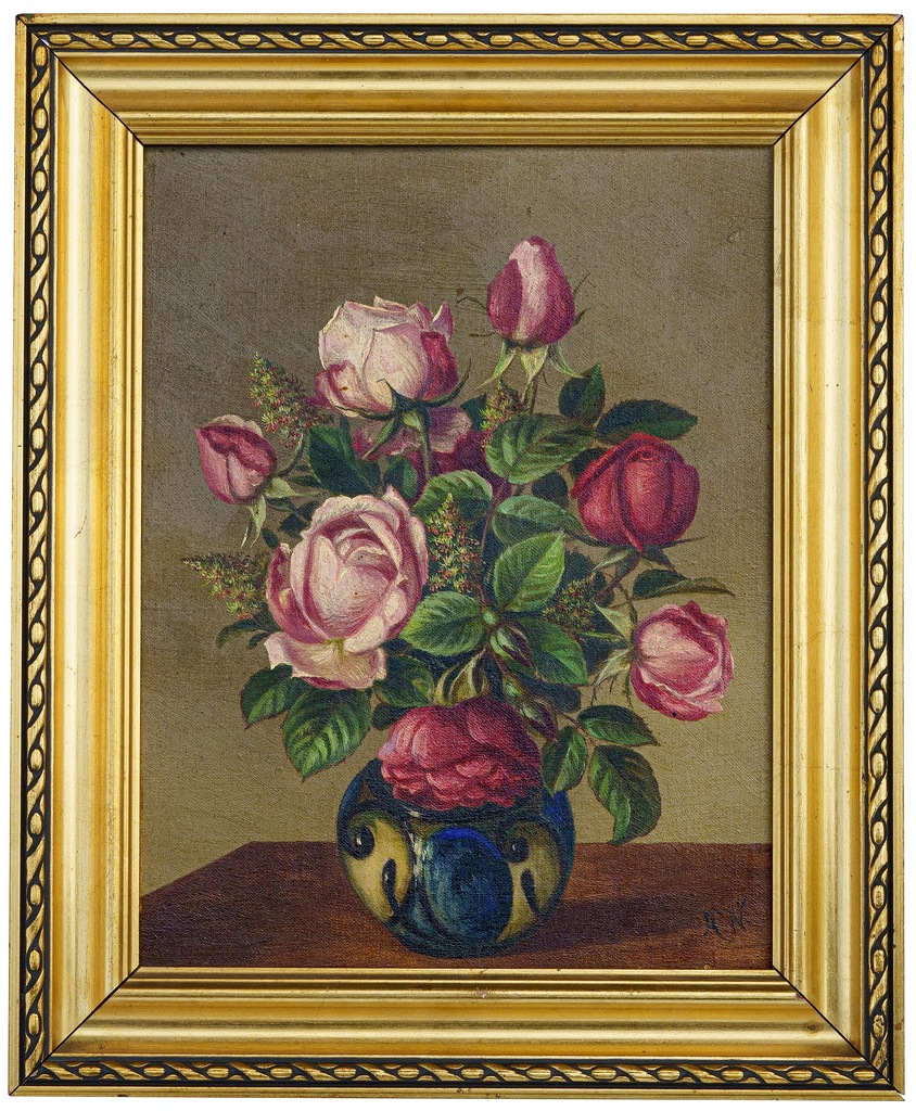 RÓŻE W WAZONIE ANNA WESTPHAL 1858-1950 STARY OBRAZ - 13620935835 ...