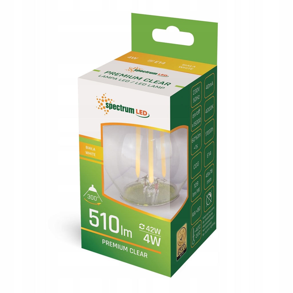 Żarówka LED COG kulka E14 230V 4W NW SPECTRUM - 14097718088 - oficjalne archiwum Allegro