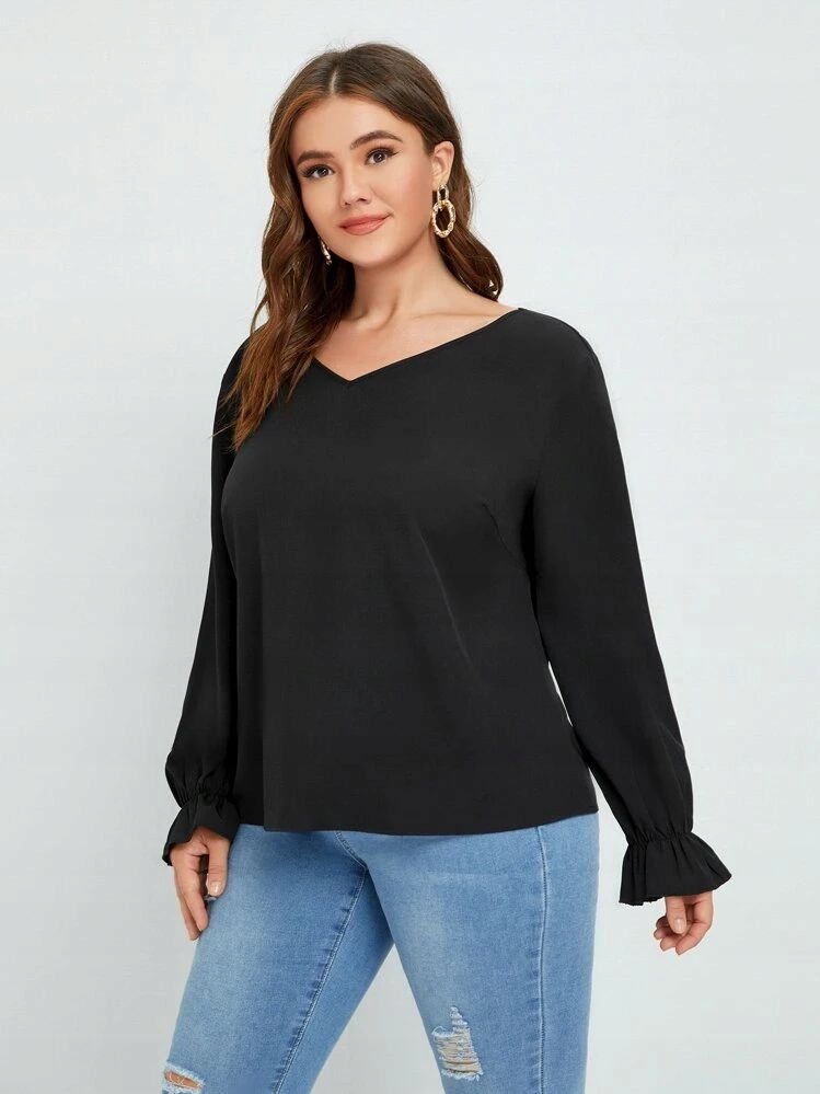 SHEIN CZARNA BLUZKA DŁUGI RĘKAW (1XL) - 14652334953 - oficjalne archiwum Allegro