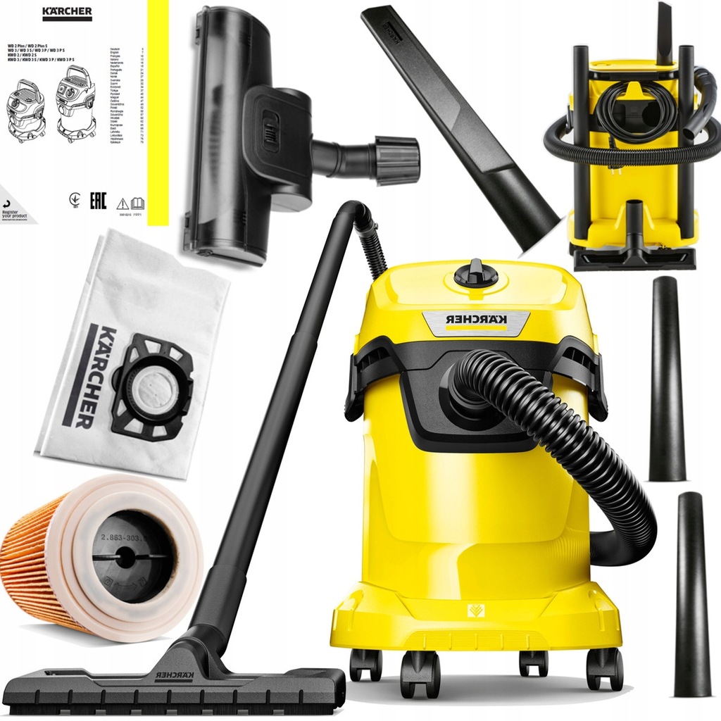 ODKURZACZ WD 3 BEZWORKOWY KARCHER PRZEMYSŁ TURBO X - 11893863089 - oficjalne archiwum Allegro