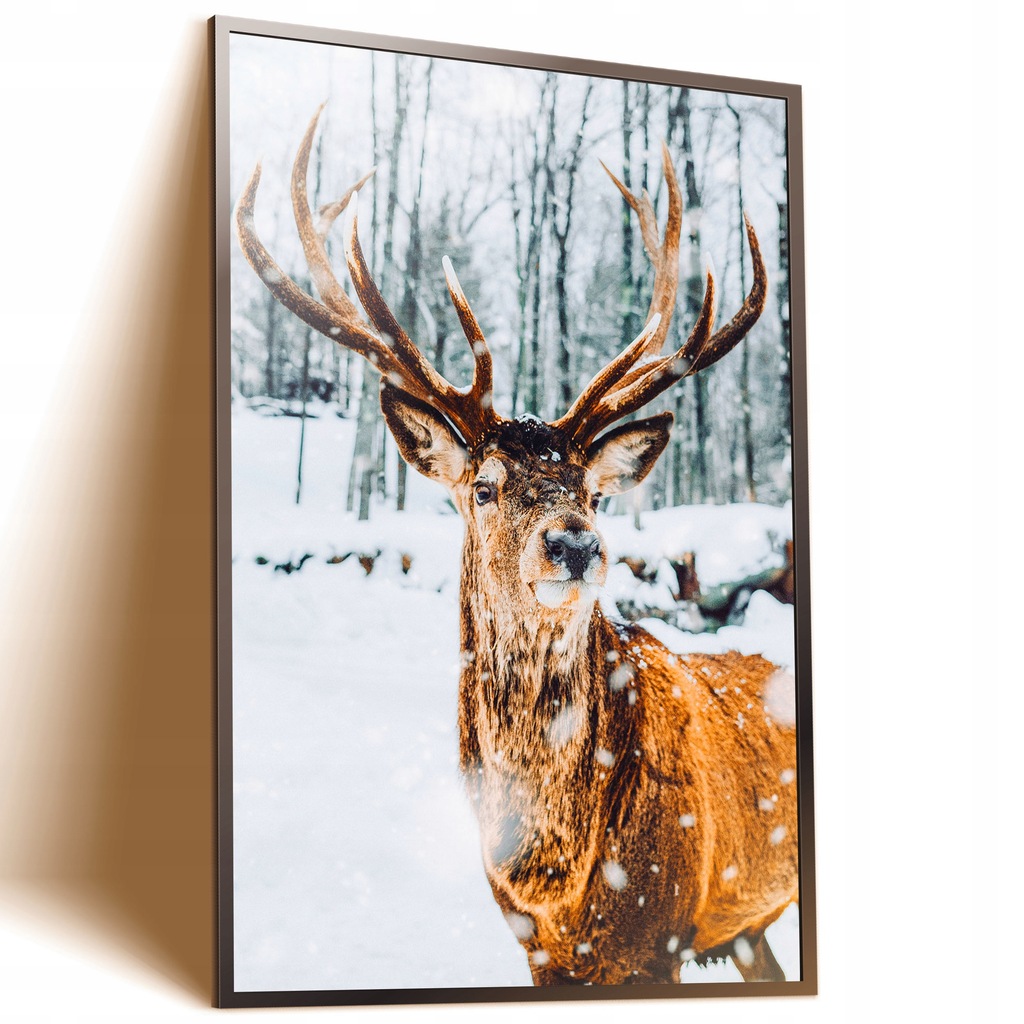50x40 A2 PLAKAT ZIMOWY ŚWIĄTECZNY ŚWIĘTA ZIMA JELEŃ BOHO DUŻY WYBÓR ...