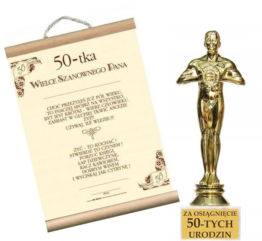 Dyplom statuetka zestaw prezent na urodziny 18 30 40 50 60 70 i dowolne - 9019059704 - oficjalne ...