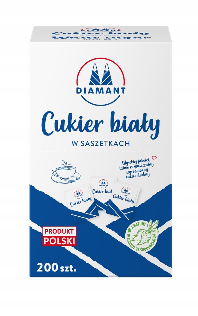Diamant Cukier biały w saszetkach 1 kg 200 sztuk - 14325349075 ...