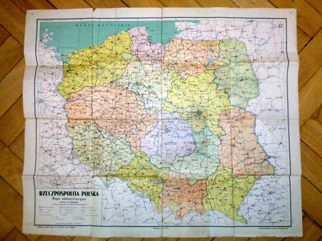 Mapa Polska 1946 - 12985520459 - oficjalne archiwum Allegro