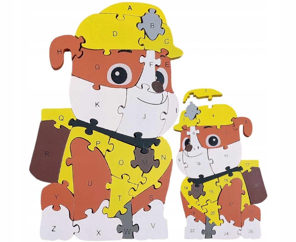 Puzzle Drewniane Edukacyjne Rubble Psi Patrol Układanka Puzzle Literki ...