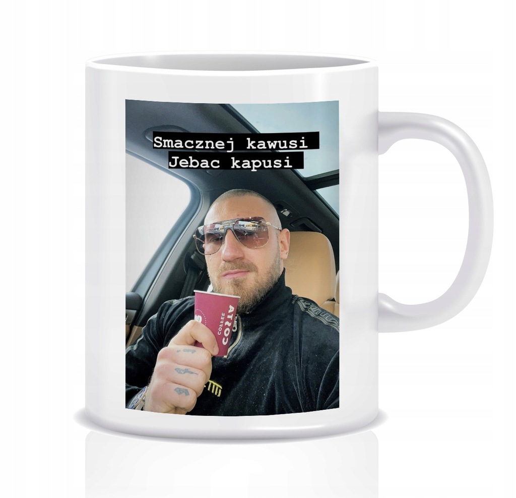 Kubek z grafiką śmieszny Kizo (Smacznej kawusi, je - 12065418762 ...