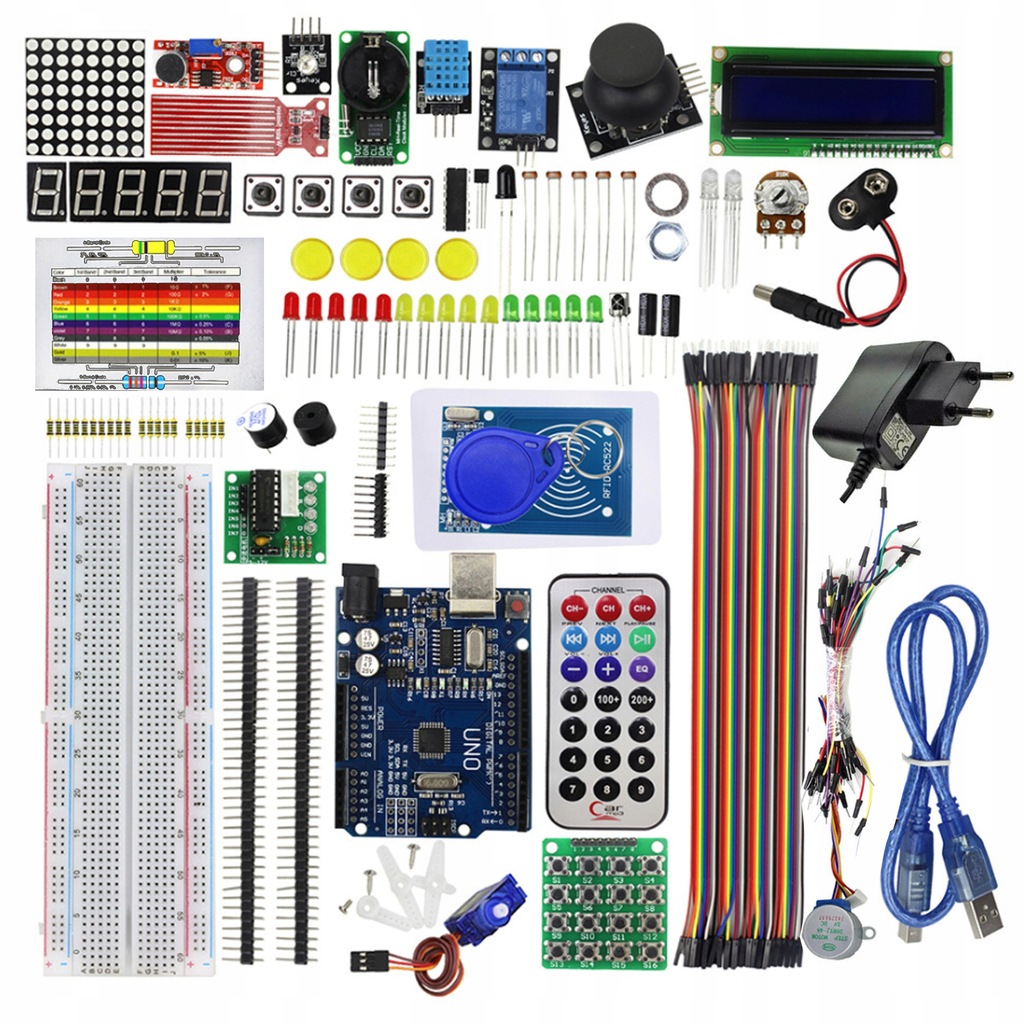 ARDUINO UNO R3 KLON ZESTAW STARTOWY XXL AKCESORIA - 7417488210 ...