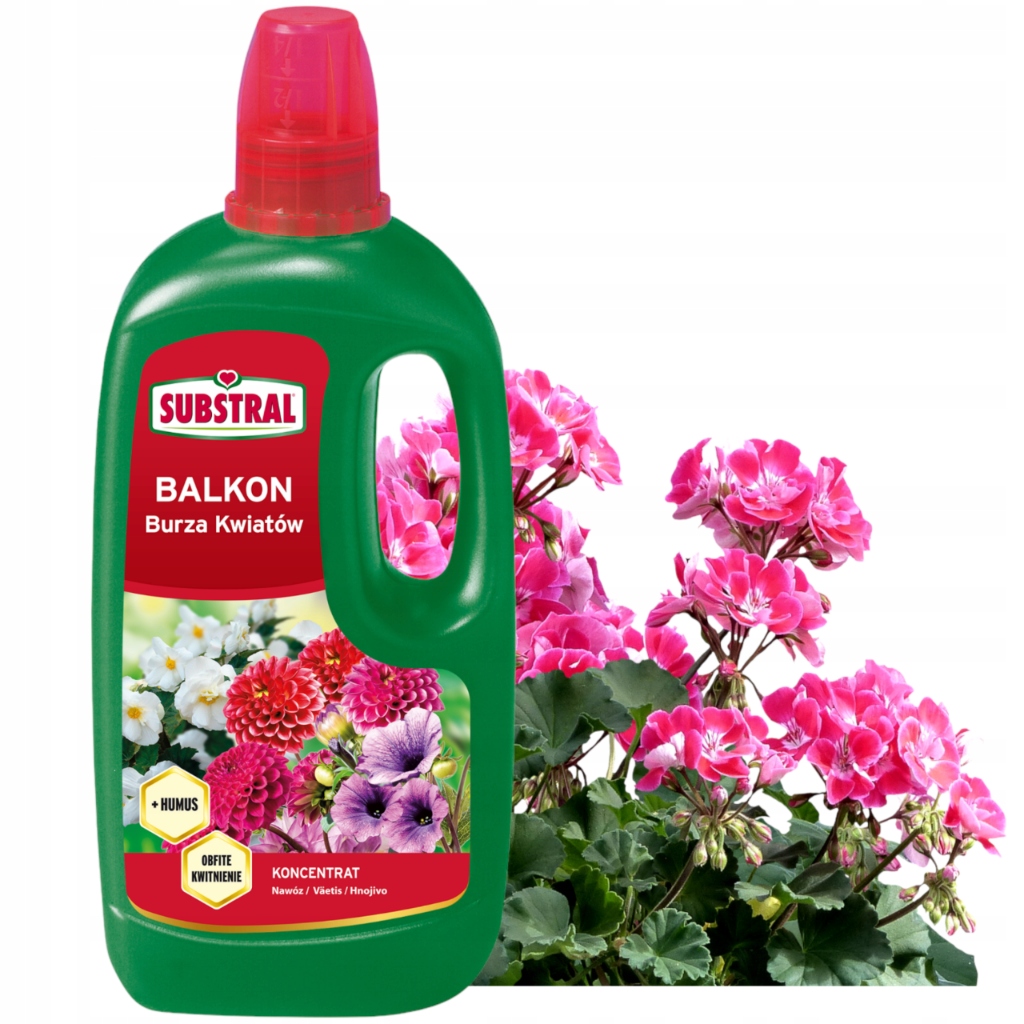 SUBSTRAL NAWÓZ W PŁYNIE Z HUMUSEM DO PELARGONII SURFINII BURZA KWIATÓW 1L - 15231421420 ...