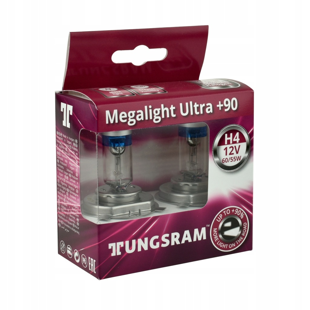 ŻARÓWKI H4 TUNGSRAM MEGALIGHT ULTRA +90% + W5W - 13901714482 - oficjalne archiwum Allegro