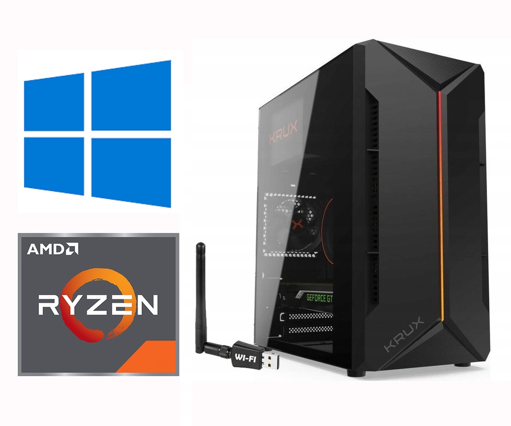Gamingowy PC RYZEN RADEON RX SSD DDR4 Mocny WiFi - 12823045991 ...