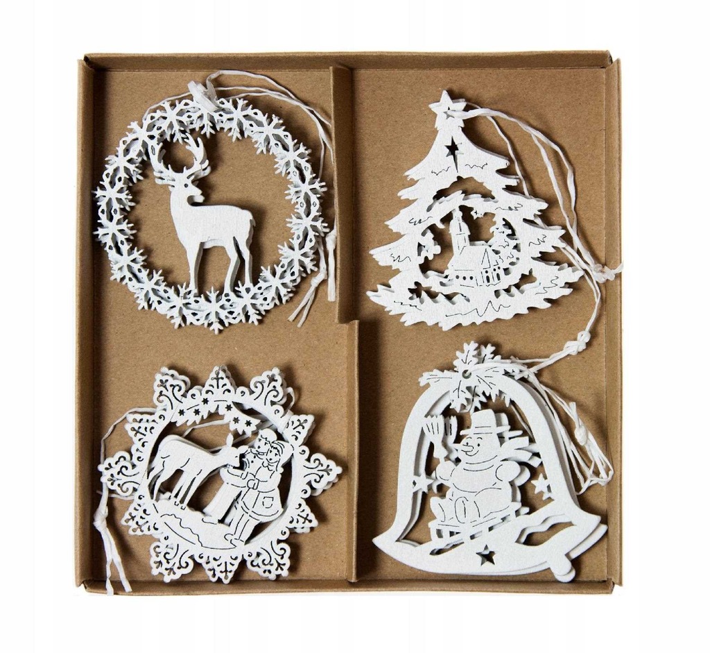 Zawieszki drewniane Bombki na Choinkę - 8szt - 12717936369 - oficjalne archiwum Allegro