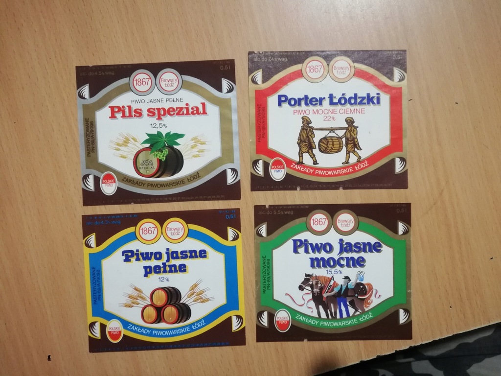 Stare etykiety od piwa Łódzkie browary PRL - 12706268023 - oficjalne archiwum Allegro