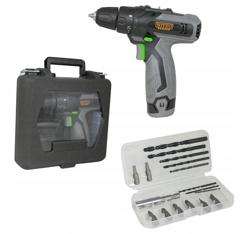 WIERTARKO-WKRĘTARKA NITEO TOOLS 12V BITY WALIZKA - 8896057623 - oficjalne archiwum Allegro