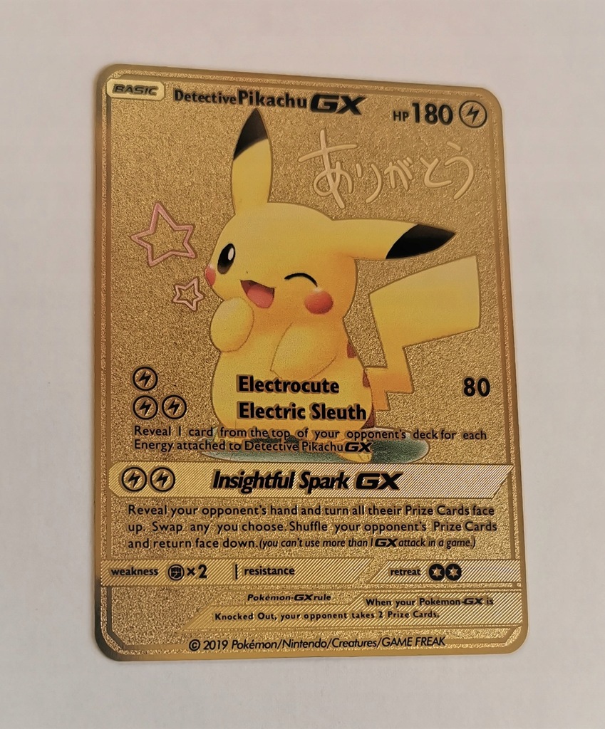 Pokemon Pikachu GX Metalowa Karta Gold - 13090395547 - oficjalne ...