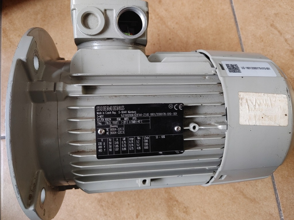 Silnik elektryczny 0,75kW 1400obr. siemens 80B5 - 11217412199 - oficjalne archiwum Allegro