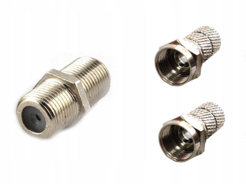 Łącznik kabli antenowych beczka + 2 x złącze F 5.9 - 9570546493 - oficjalne archiwum Allegro