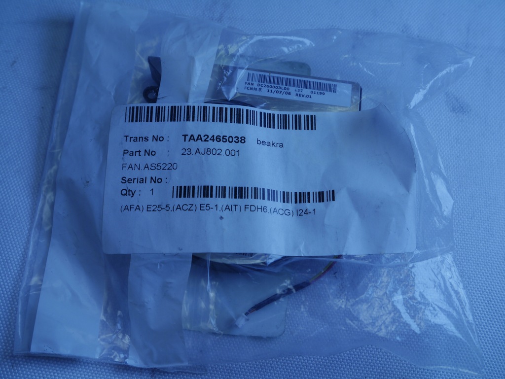 WIATRAK WENTYLATOR ACER 5220 5520 23.AJ802.001 - 9124942405 - oficjalne ...