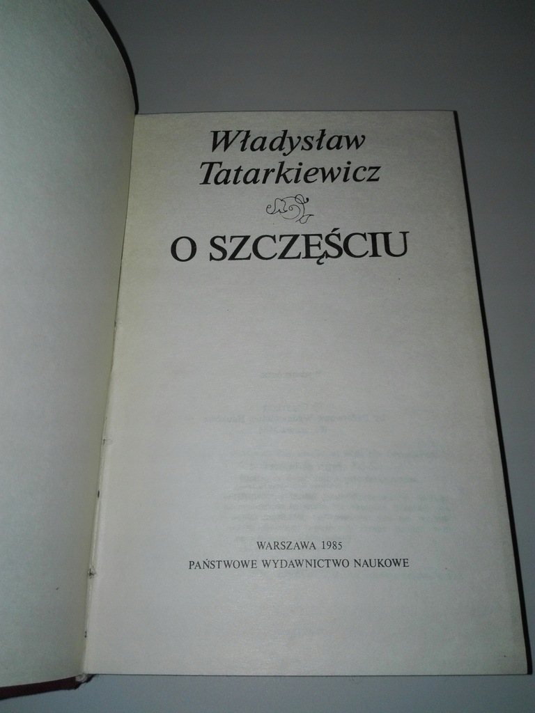 O szczęściu Władysław Tatarkiewicz PWN 1985r. DEF - 8086199182 - oficjalne archiwum Allegro