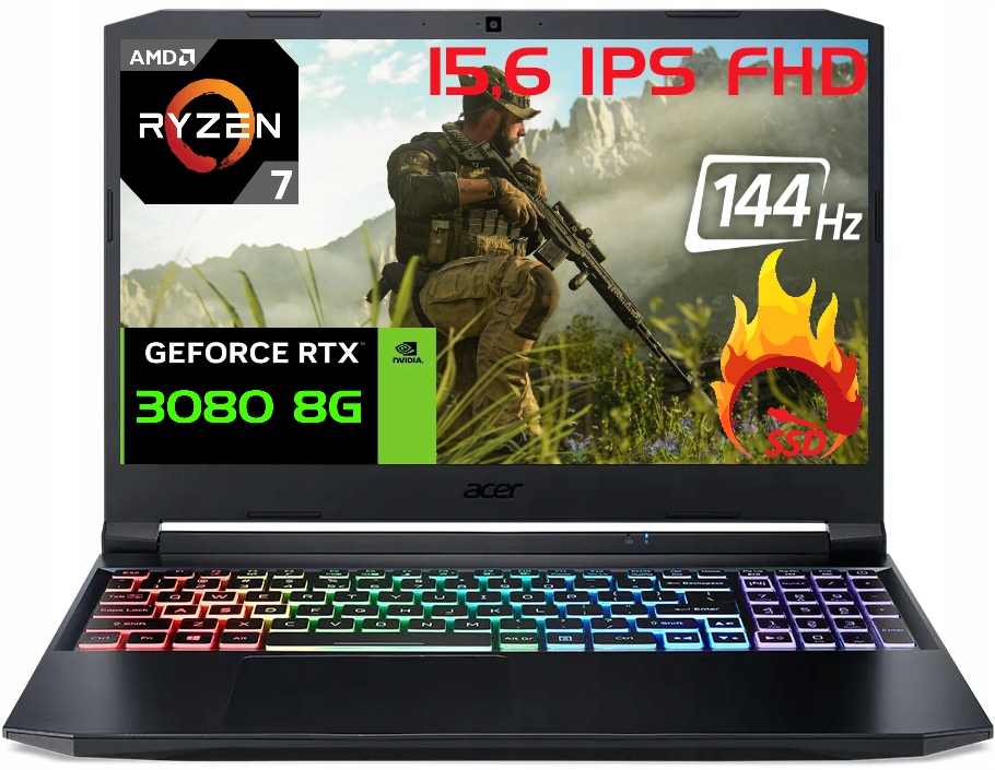 Acer Nitro 5 Ryzen 7 5800H 15,6' 144Hz DDR4 64GB SSD 1000GB RTX 3080 W1 - 16980508470 ...