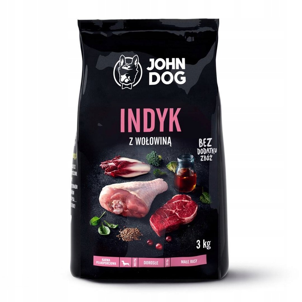 John Dog ADULT INDYK WOŁOWINA WARZYWA 3kg Małe Psy - 10545867596 ...