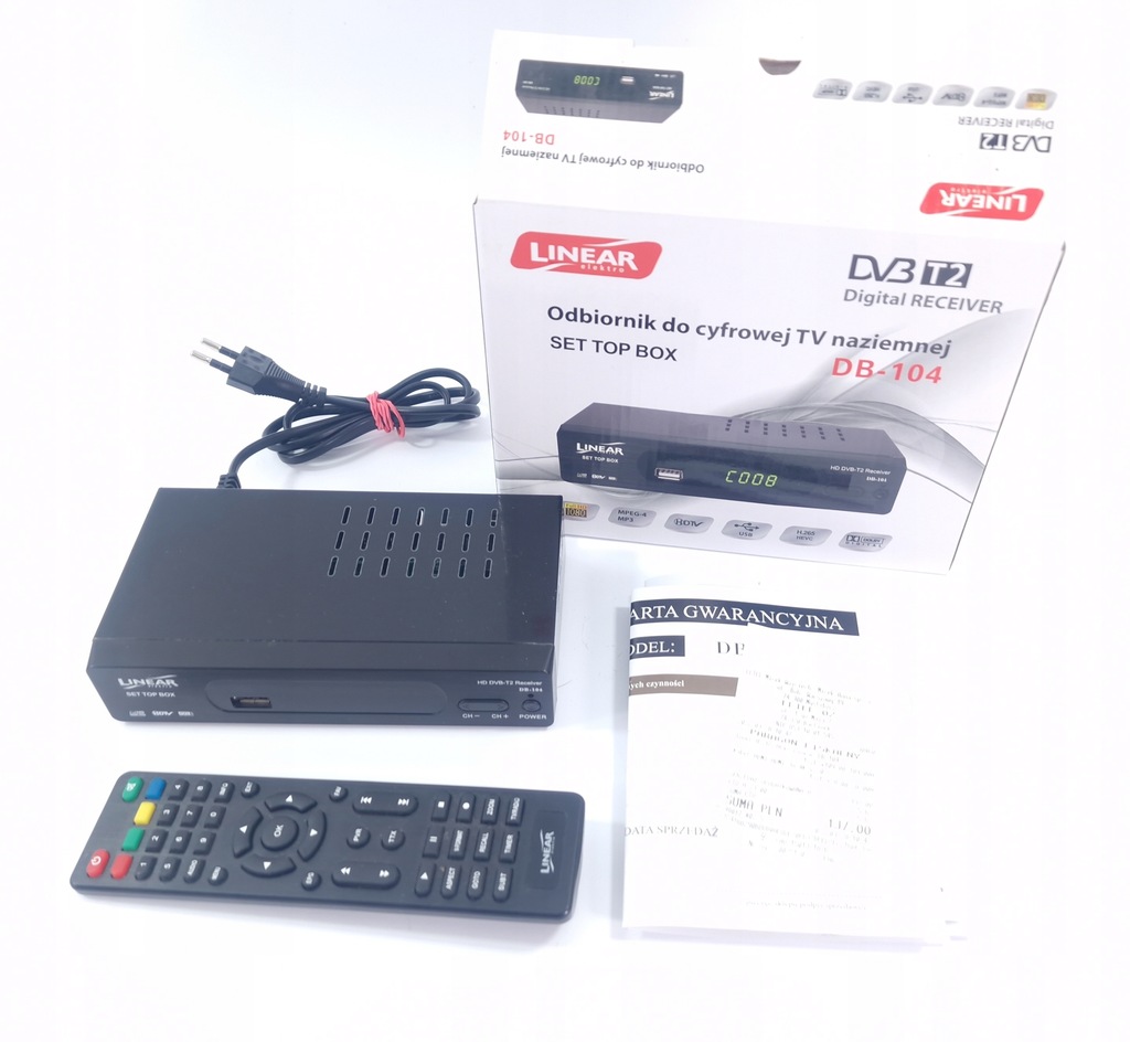 DEKODER DVB-T2 HEVC LINEAR DB-104 TUNER gwarancja - 12994036427 - oficjalne archiwum Allegro