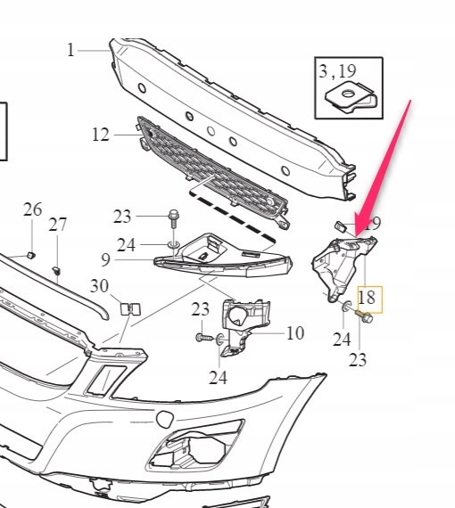 Wspornik ślizg lewy zderzaka przedniego Volvo - 10510853944 - oficjalne ...